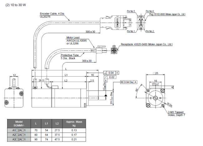 Mini Size Industrial Servo Motor 10W 2.1A W Pulley And Mount Plate SGMM-A1C313 1