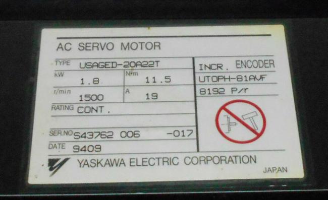 USAGED-20A22T YASKAWA Servo Motor 200V INPUT 2AMP 3PH Original New 2