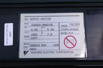 USAGED-09A210E Yaskawa 0.85kw Servo Drive 3 Phase Servo Motor