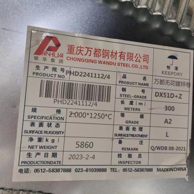 G90 Z275 bobina de acero galvanizado / bobinas GI ancho 1000mm 1250mm 1500mm espangle regular