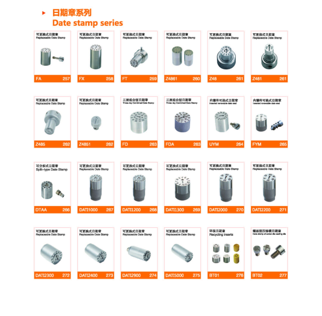 Plastic Injection Mould Standard Mold Parts Date Stamp Adjustable Replaceable Date Insert 0