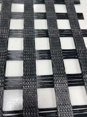 China SBR Coated PET UX 100-400KN/M Polyester Geogrid Stabilize Embankments Slope Retaining Wall for sale