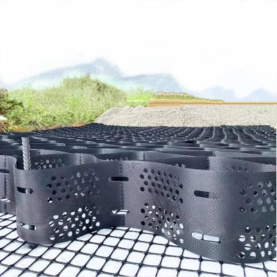 China Gravelly Soils Sandy Area Honeycomb Textured HDPE Geocell 100-330 mm Slope Protection Road Construction for sale