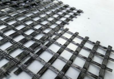China PVC Coated Polyester Geogrid Black Mesh Size 50.8x50.8 Perfect for Erosion Control and Foundation Stabilization Projects for sale