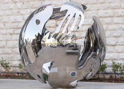 China Modern Outdoor Sphere Shape Stainless Steel Sculpture High Polished for sale
