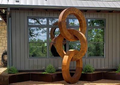China Outdoor Garden Decoration Metal Corten Steel Circle Sculpture for sale