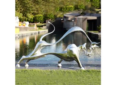 China Contemporary Decoration Matt Stainless Steel Bull Sculpture With Size 180cm Length for sale