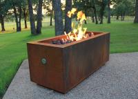 China Rectangular Corten Steel Fire Pit for Patio Heating - Weather Resistant Custom Size Outdoor Garden Feature for sale
