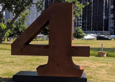 China Public Garden Park Rusty Metal Art Corten Steel Number 4 Sculpture for sale