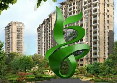 China Green Painted Contemporary Outdoor Metal Sculpture Abstract For Building for sale