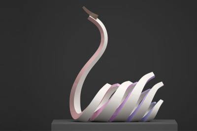 China Outdoor Stainless Steel Swan Sculpture White Painted Finish for sale