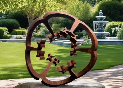 China Welded Outdoor Garden Steel Sculpture Rusty Metal Art Flower In Corten Durable Outdoor Decor for sale