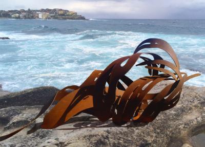 China Large Rusty Garden Corten Steel Sculpture , Outdoor Metal Sculpture Abstract Decoration for sale