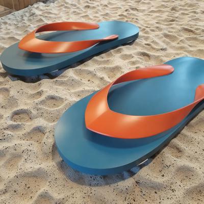 Grote buitenflipflop sculptuur van roestvrij staal Publieke geschilderde metalen kunst