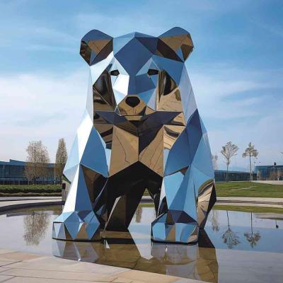 China China Sculpture Decoration Polished Stainless Steel Bear Sculpture for sale