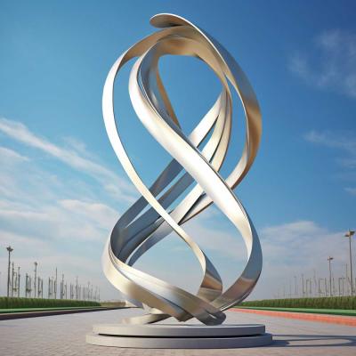 China Modern Metal Art Large Outdoor Matt Stainless Steel DNA Sculpture for sale