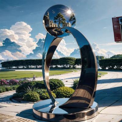 China Large Outdoor Garden Abstract Art Metal Mirror Polished Stainless Steel Sculpture Hotels Outdoor Metal Crafts for sale