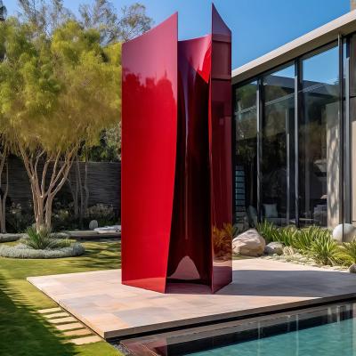 China Dynamic And Vibrant Stainless Steel Red Painted Metal Sculpture For Public Park Decoration for sale