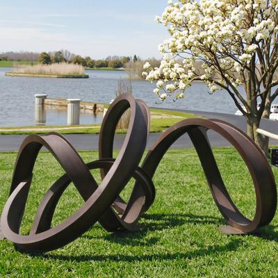China Custom Modern Rusty Abstract Sculpture Contemporary Garden Art Metal Craft in Corten Steel for sale