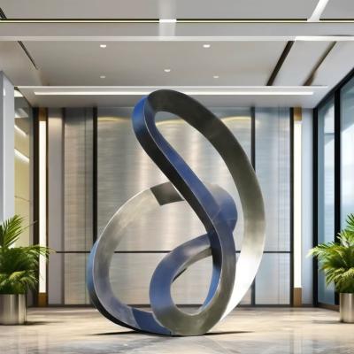 Cina Scultura a nastro fluente in acciaio inossidabile spazzolato Arte riflessiva contemporanea per spazi di lusso in vendita