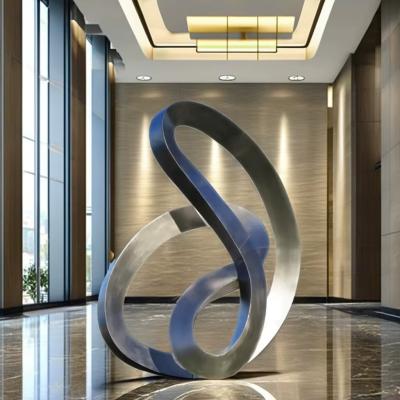 Cina Scultura a nastro fluente in acciaio inossidabile spazzolato Arte riflessiva contemporanea per spazi di lusso in vendita