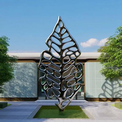 China Publieke installatie Metaal Natuur Kunstwerk Roestvrij staal blad sculptuur for sale