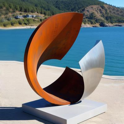 China Decoration Natural Corrosion Steel And Stainless Steel Fish Sculpture for sale