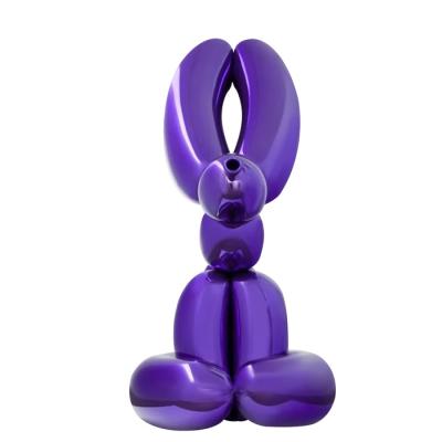 China Custom Commercial Sculpture Purple Balloon Bunny Fiberglass Sculpture for sale