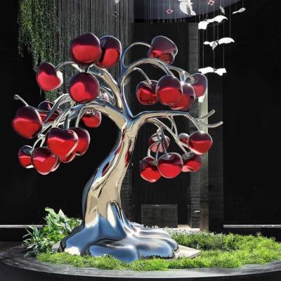 China Modern Hotel Decoration Mirror Finish Stainless Steel Apple Tree Sculpture for sale