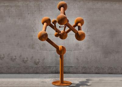China Beautiful Public Corten Steel Sculpture , Geometric Rusted Steel Garden Art for sale