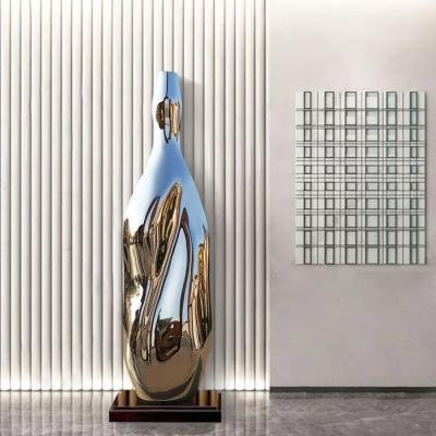 China Large Size Mirror Polished Stainless Steel Bottle Sculpture For Decoration for sale