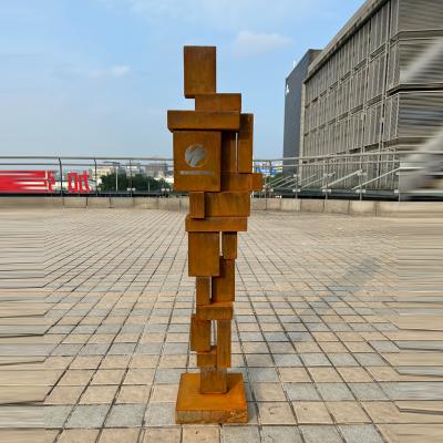 China 100cm Height Outdoor Garden Corten Steel Figure Geometrical Art Sculpture for sale