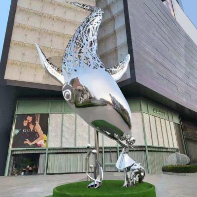 China Urban Night Illuminated Stainless steel Whale Sculpture With Light for sale