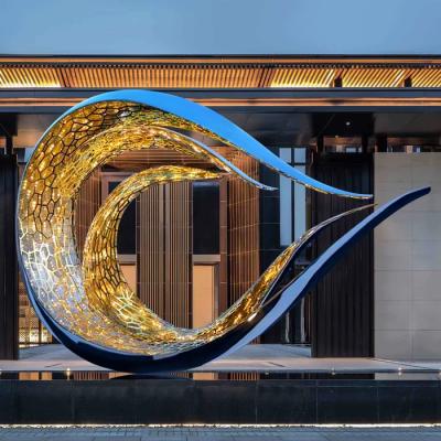 China Modern Wave-Inspired Stainless Steel Light Sculpture For Public Decoration for sale