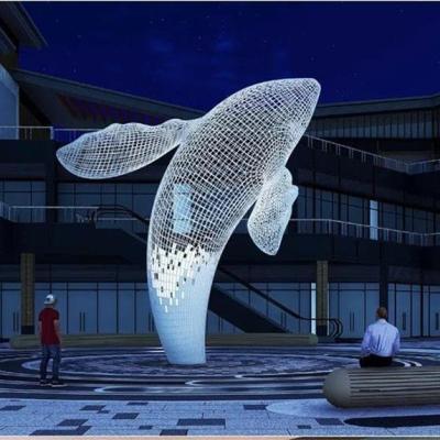 China Custom Public Outdoor Modern Decorative Steel Sculpture Metal Statue Huge White Whale for sale