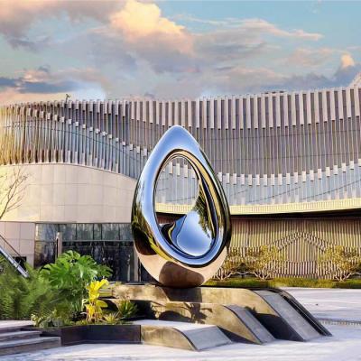 China Outdoor Decoration Mirror Polished Stainless Steel Teardrop Sculpture for sale