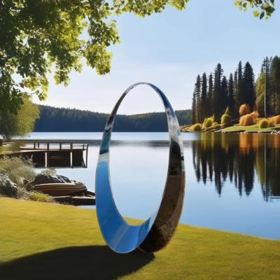 China Modern Stainless Steel Outdoor Mirror Art Sculpture Contemporary Outdoor Landscape Decor for sale