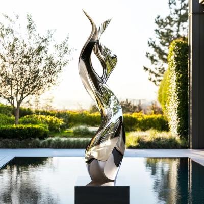 China China Custom Outdoor Modern Stainless Steel Mirror Finish Sculpture for sale