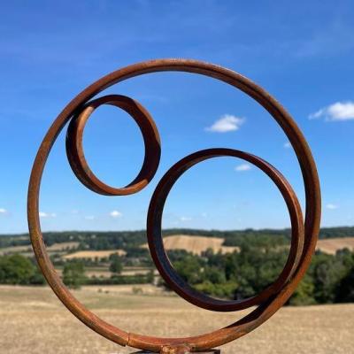 China Large Circle Ring Modern Corten Outdoor Garden Abstract Art Sculpture for sale