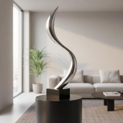 China Custom Polished Modern Abstract Stainless Steel Sculpture Indoor Art Ornament for sale