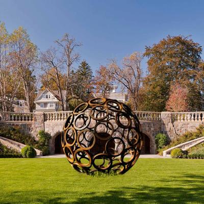 China Custom Outdoor Or Garden Decoration Corten Steel Hollow Ball for sale