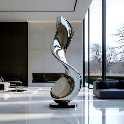 China Large Mirror Spiral Sculpture Modern Stainless Steel Outdoor Garden Art Statue for Luxury Landscape & Hotel Decor for sale