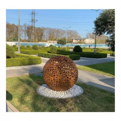 China Corten Steel Sphere Sculpture | Rusty Metal Garden Sphere for Outdoor Decor for sale