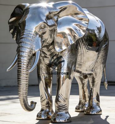 China Animal Elephant Decorative Sculpture Metal Stainless Steel Sculpture Outdoor Large Statue for sale