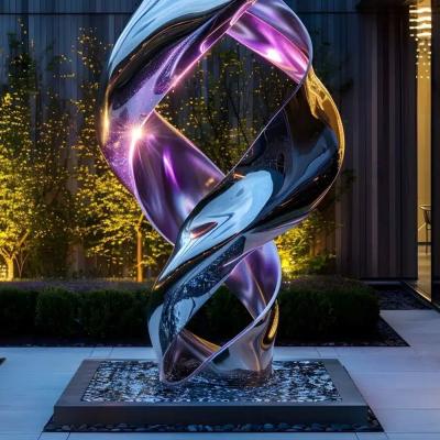 China Garden Decoration Stainless Steel Polished Sculpture with Light for sale