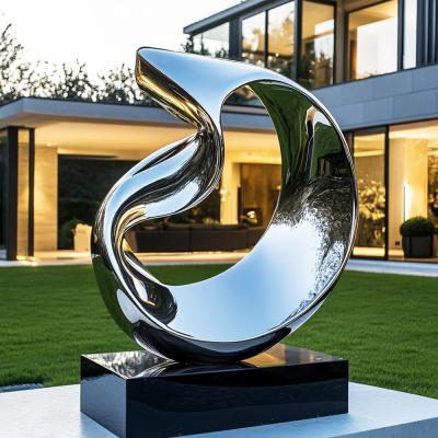 China Outdoor Decoration Stainless Steel Polished Eternal Flow Sculpture for sale