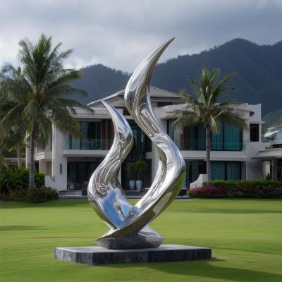 China Modern Decoration Handmade Stainless Steel Polished Flame Sculpture for sale