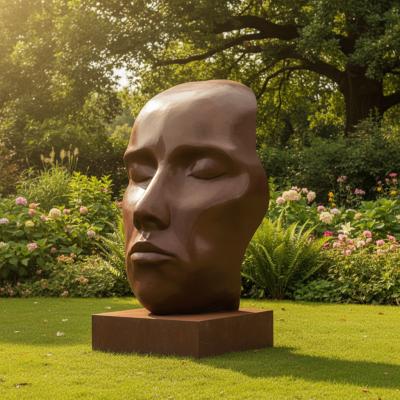 China Modern Large Outdoor Garden Decoration Abstract Human Face Bronze Sculpture Antique Metal Art Statue for Landscape Park Yard Decor for sale