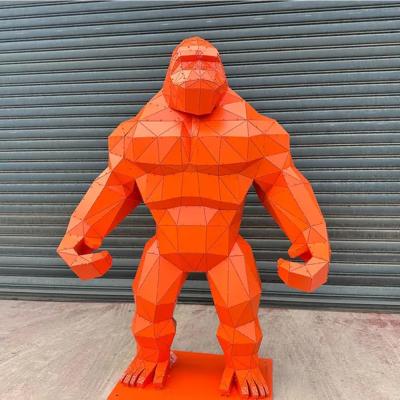 China Geometric Painted Stainless Steel Gorilla Sculpture for sale