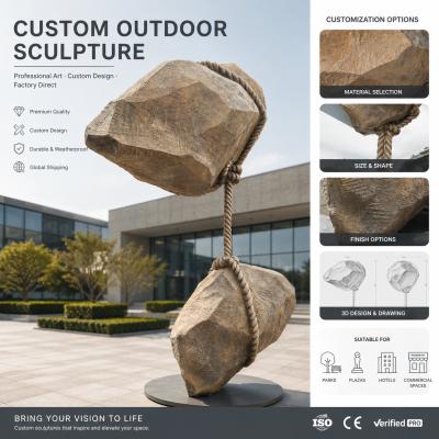 China Instagrammable Floating Rock Sculpture, Large-Scale Outdoor Art Installation for sale